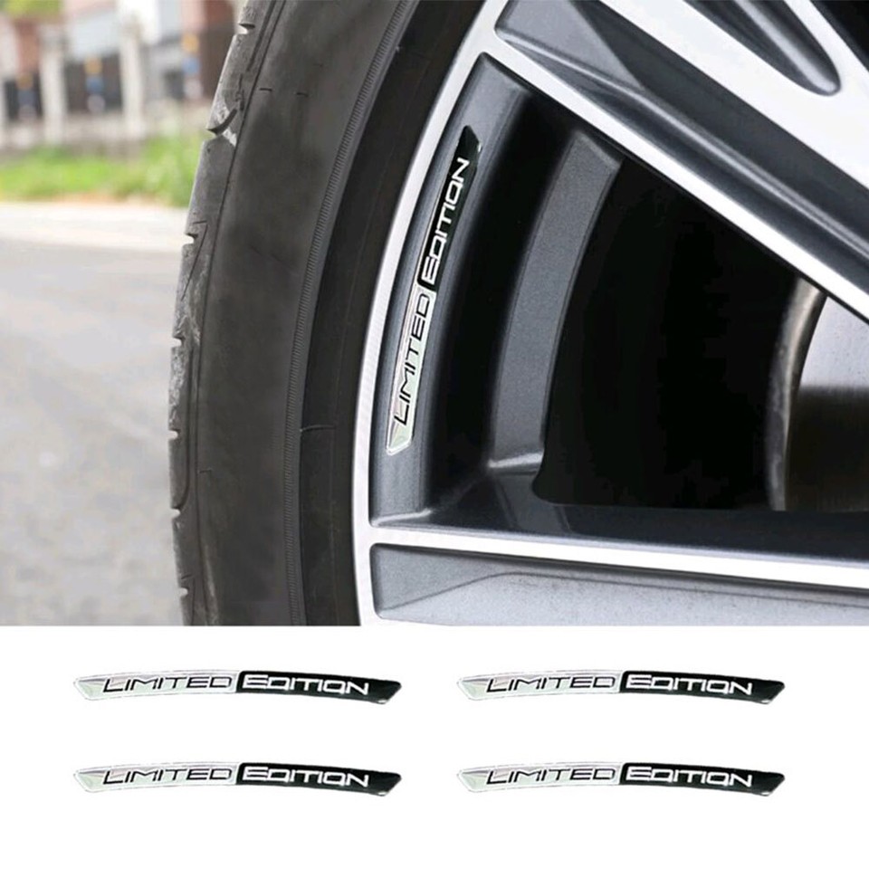 4Pcs LIMITED EDITION Car Wheel Hub Sticker Emblem Badge Black Decal ...