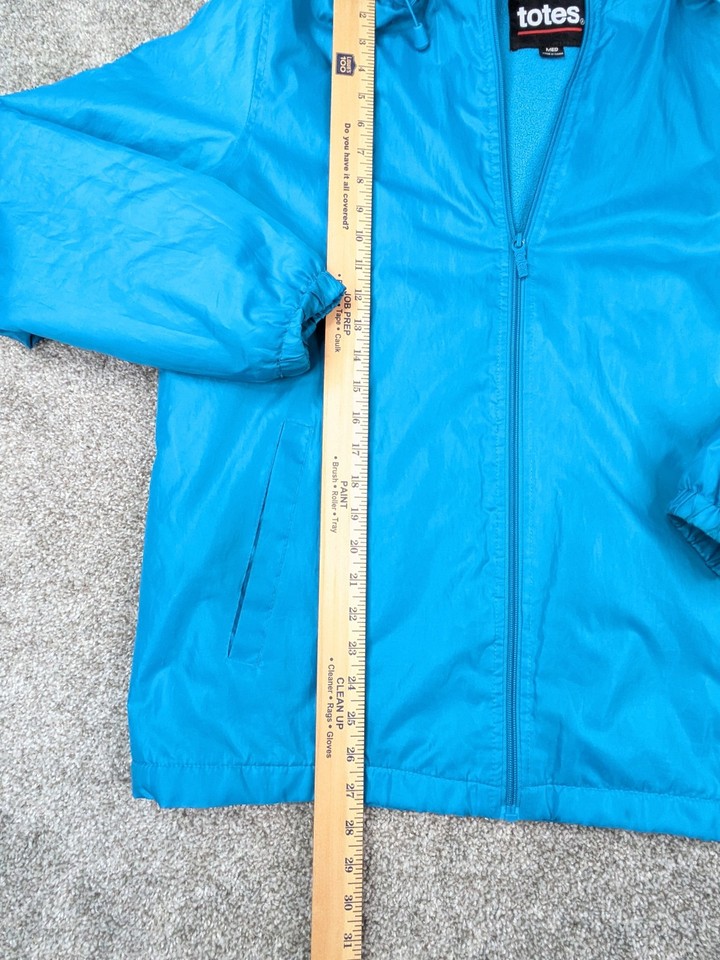 Totes Jacket Adult Med Blue Fleece Lined Water Resistant Storm Raincoat ...
