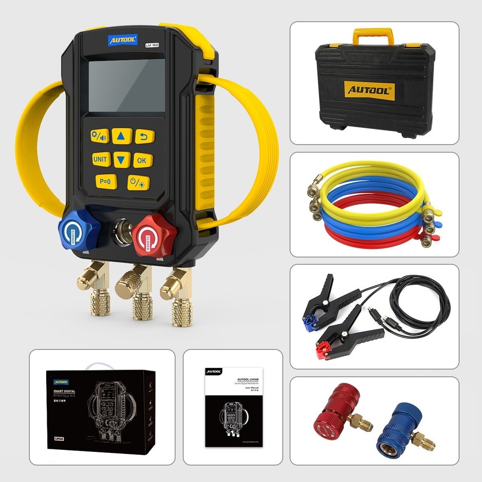 Smart Digital HVAC Manifold Gauge Set Refrigerant Mode and Pressure ...