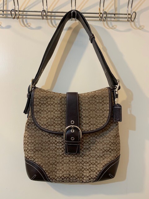 Coach Shoulder Bag with Signature Canvas and Leather … - Gem