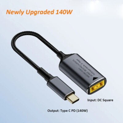140W DC Slim Square Female to USB Type C PD Charger Power Cablefor USB ...