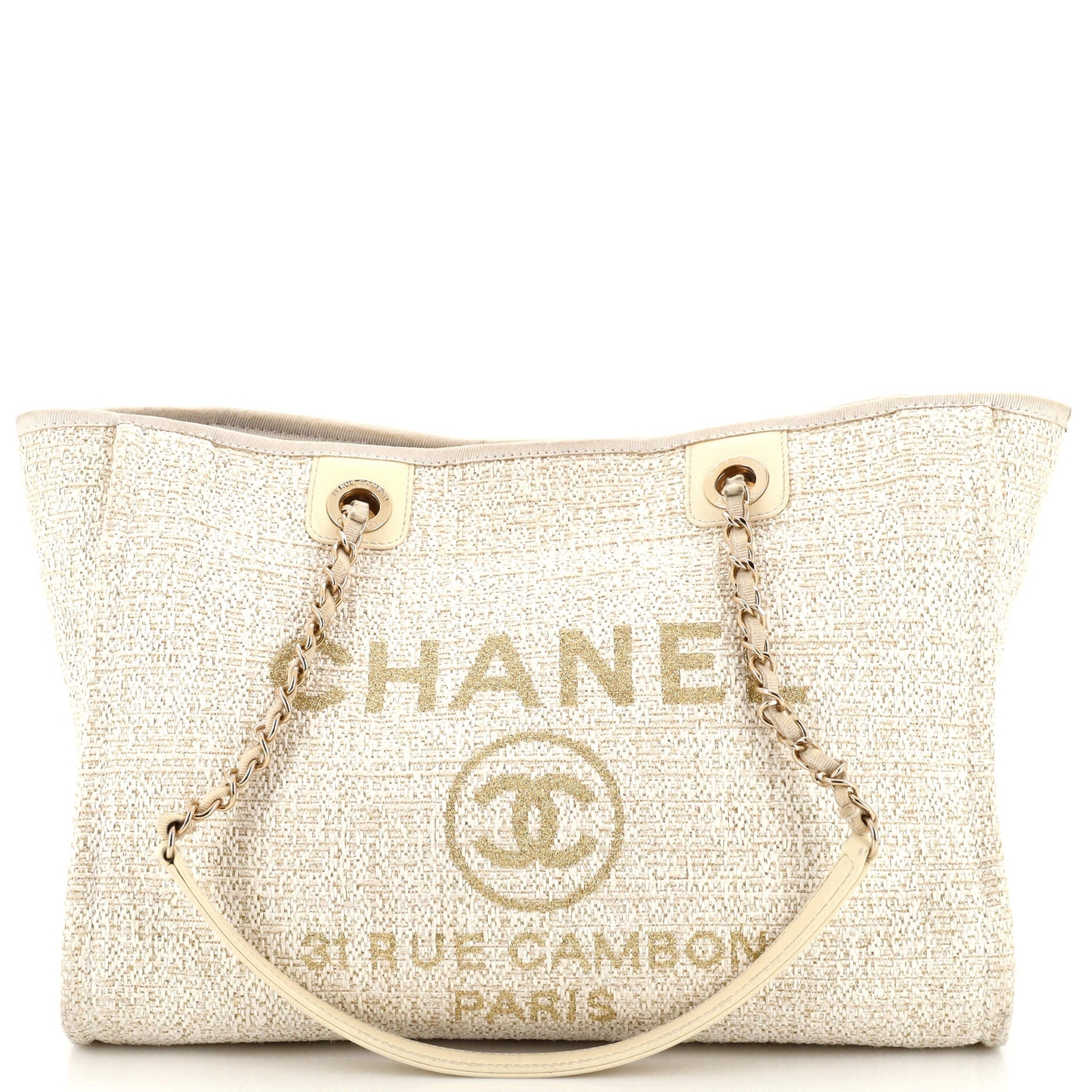 Chanel Deauville Tote Raffia with Glitter Detail Smal… - Gem