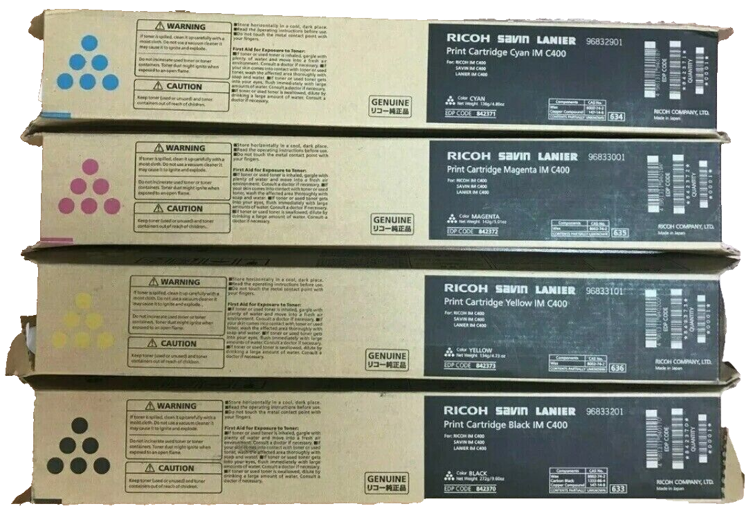 4Genuine Ricoh Savin Lanier 842370 842371 842372 842373 Print ...