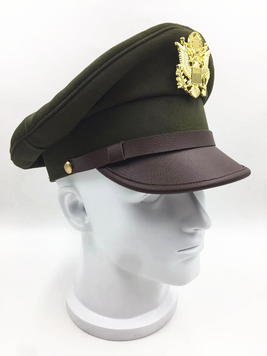 WWII WW2 US Air Force USAF Officer Cap Hat With Golden Eagle Badge AAF ...