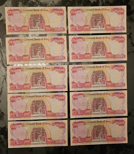 250,000 Uncirculated Iraqi Dinar - 10 x 25,000 ( 1/4 Million IQD ...