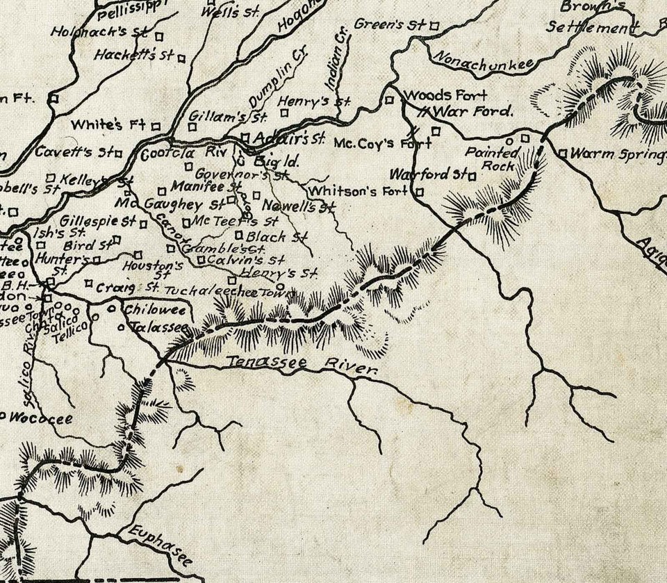 1886 Aboriginal Native American Indians Tennessee Map History Wall ...