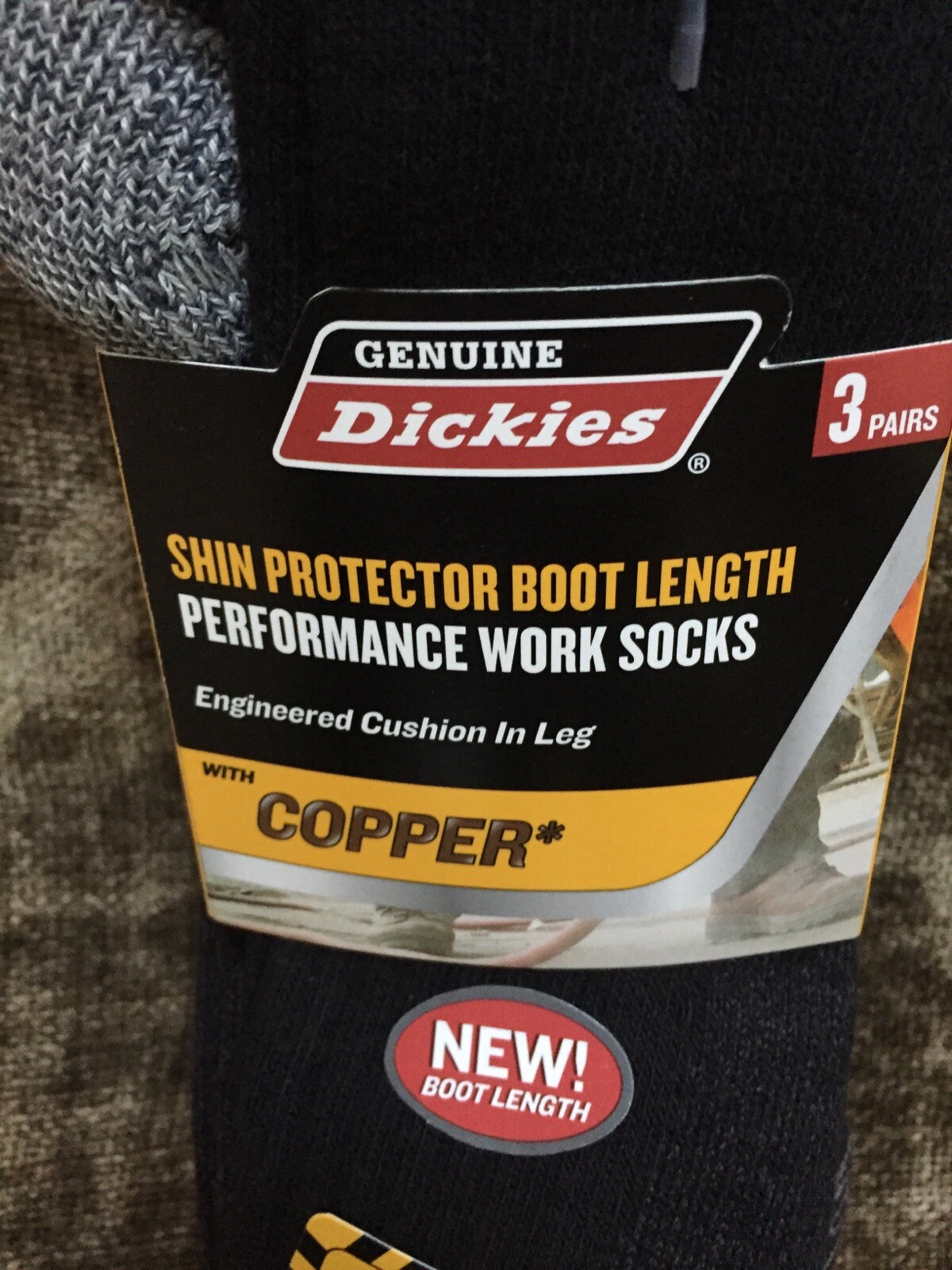 3 Pair Dickies Premium Steel Toe Boot Length Work Socks BLACK Sz 6-12 ...