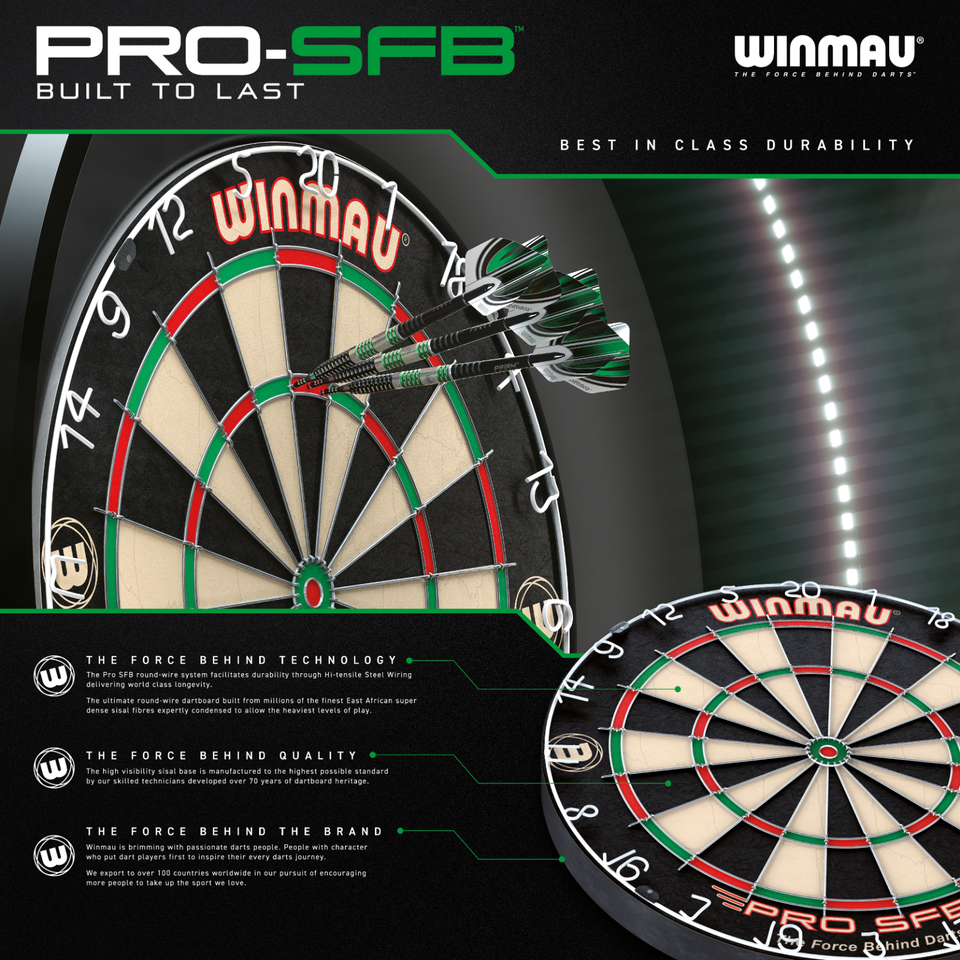 Winmau Dartboard Pro SFB Round Wire Bristle Board with Staple-Free ...