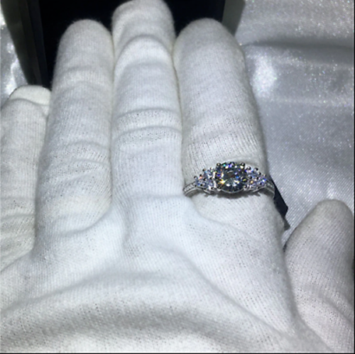 14K White Gold Plated 2Ct Round Cut Moissanite Delicate Sparkle Bridal Ring | eBay