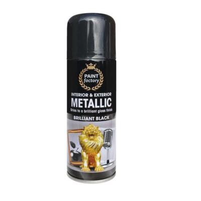 METALLIC BLACK AEROSOL SPRAY PAINT ALL-PURPOSE GLOSS WOOD METAL SPRAY ...