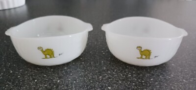 Fire King Anchor Hocking Johnny Hart Caveman Dinosaur BC Comics Cereal ...