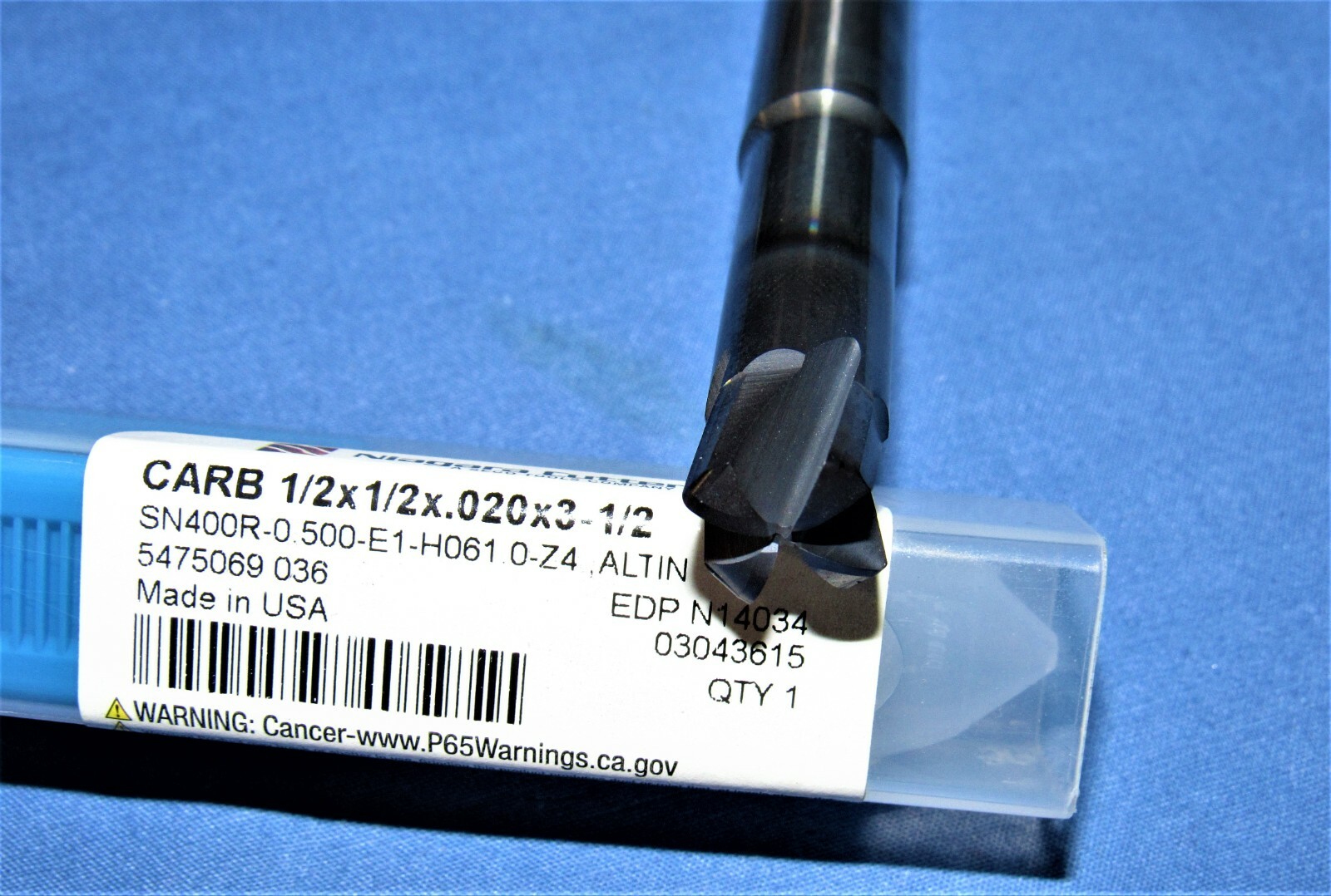 New Niagara 1/2" Dia.4 Flute Carbide 0.061" Corner Radius Hight Feeder ...