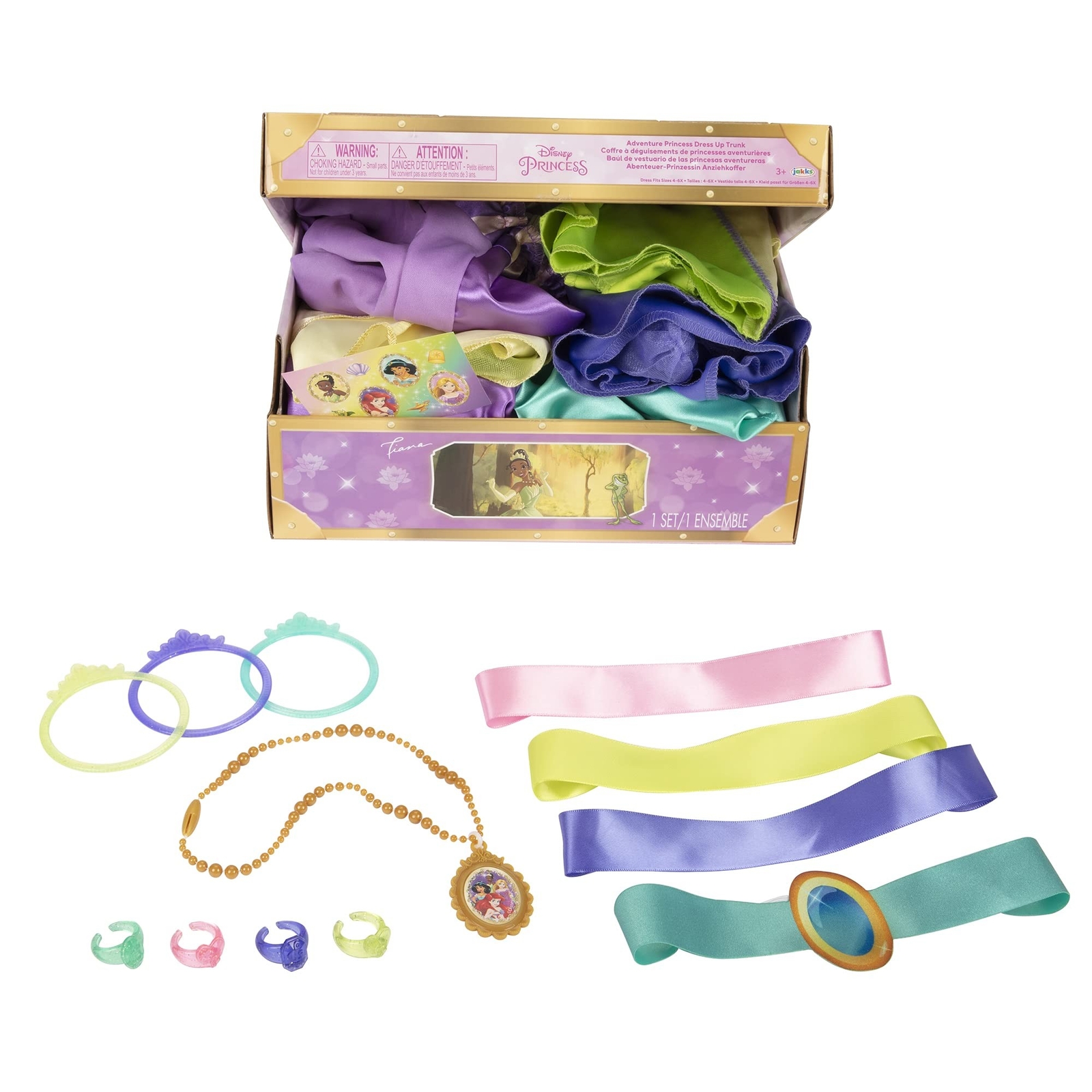 Disney Princess Girls Dress Up Trunk - Rapunzel, Ariel, Tiana & Jasmine ...