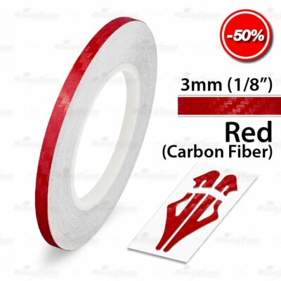 CARBON FIBER RED 3mm 1/8" Roll Pin Stripe PinStriping Tape Vinyl Car ...