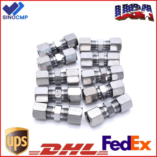 10x Brake Line Union Fitting Straight Compression Kits Connector 3/16 ...