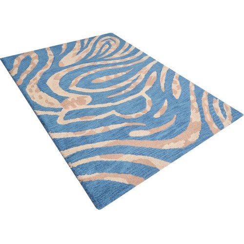 Modern Area Blue Rug Wool Hand Tufted Handmade Living Drawing 6x9 ...