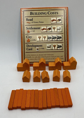 Settlers Catan Full Set ORANGE Settlements Cities Roads Replacement ...