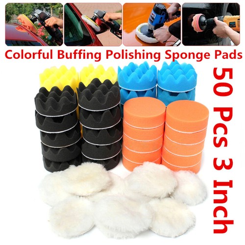 50Pcs 3" Polishing Waxing Buffing Pad Kit Sponge Foam for Car Polisher ...