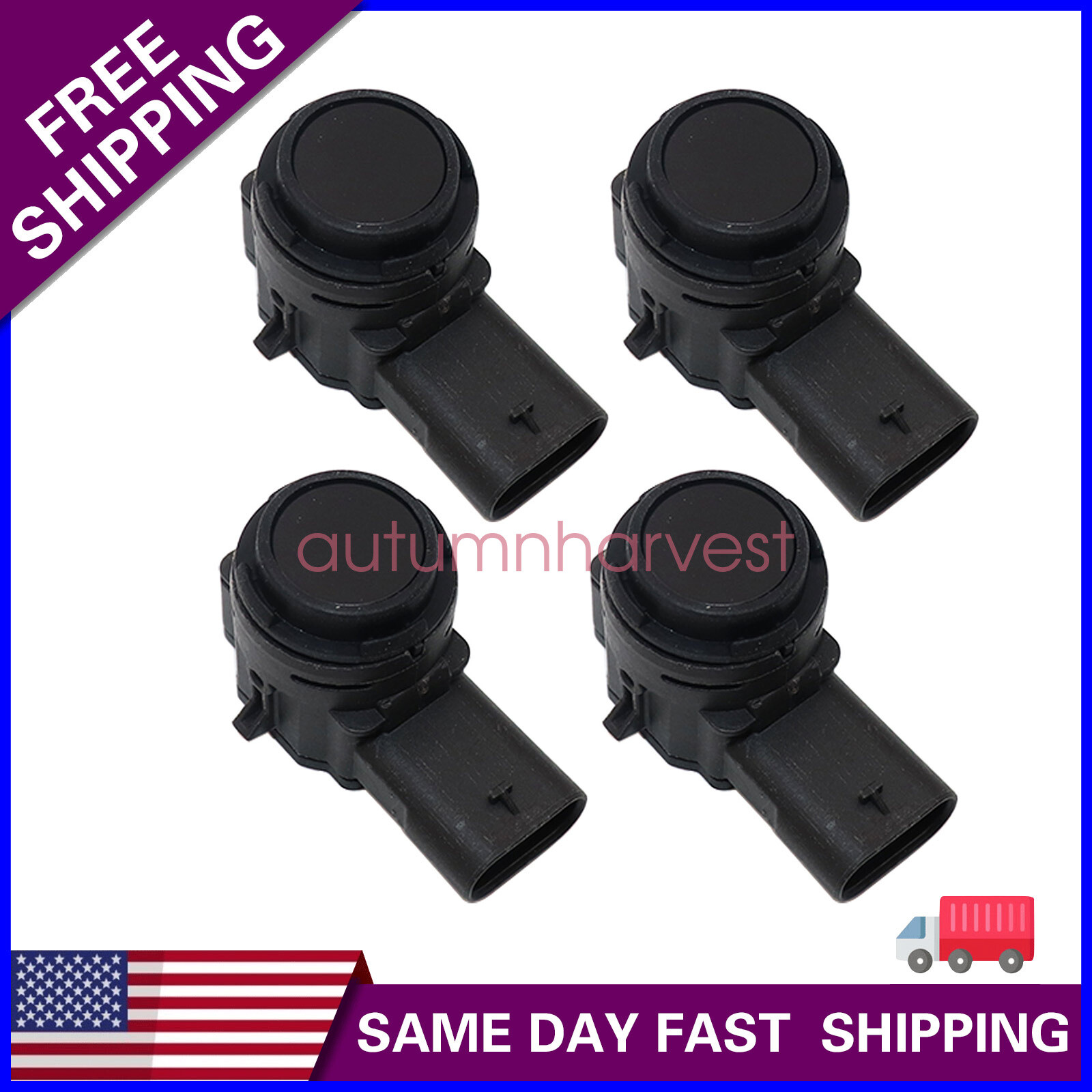 Set(4) Black Parking Assist Sensor Front Rear For GMC Chevy 84510253 ...