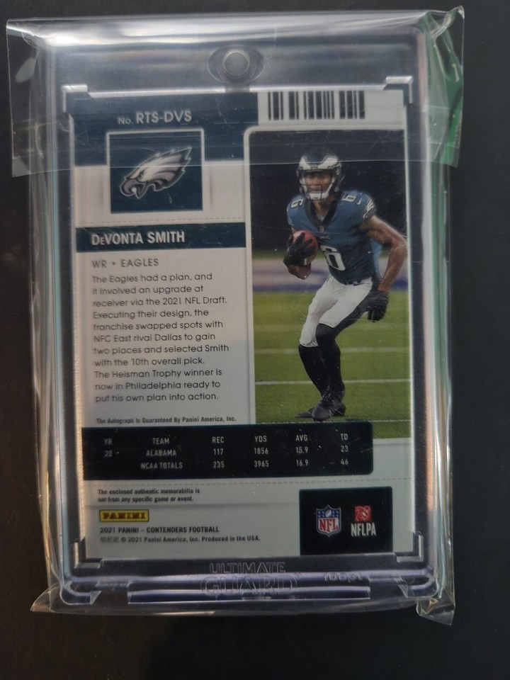 DEVONTA SMITH Panini Contenders Gold Foil Rookie Ticket Patch Auto RPA ...
