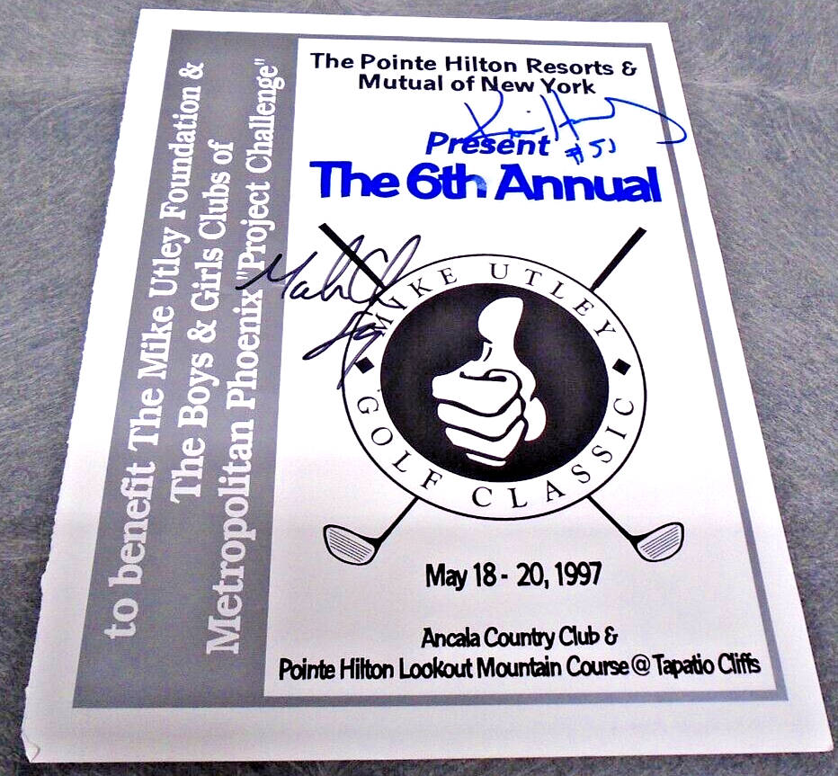1997 Autographed MIKE UTLEY GOLF CLASSIC FLAT LIONS PARALYZED PLAYER ...
