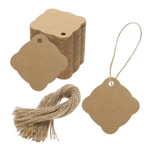 100Pcs Kraft Paper Gift Tags with String,1.81x1.8" Wood Pulp Paper ...