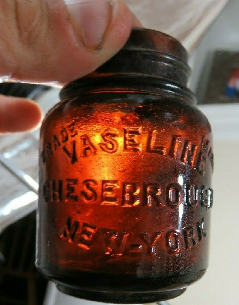 SMALL AMBER CHESEBROUGH VASELINE BOTTLE NEW YORK PRETTY COLOR | eBay
