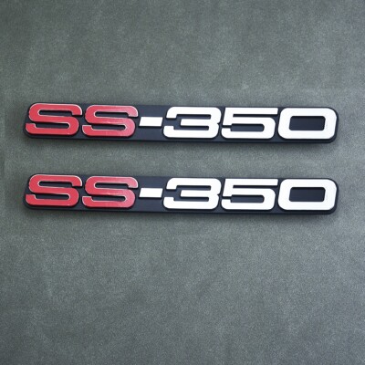 2Pc Fits 1988-2000 C1500 SS-350 Emblem SS 350 Badge Black Chrome Red ...