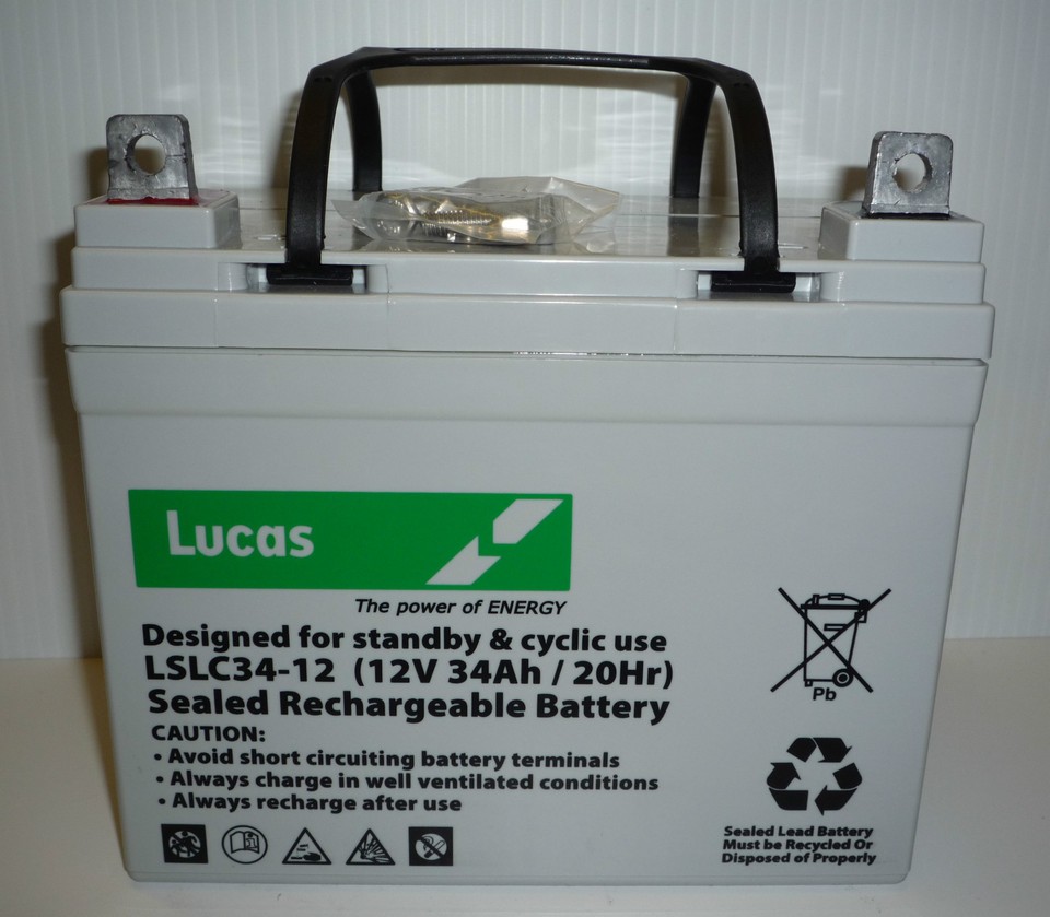 2 x LUCAS 12V 34AH (33AH 35AH) AGM/GEL DEEP CYCLE MOBILITY SCOOTER ...