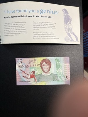 George Best Commemorative 5 Pound Note Ulster Bank Uncirculated with ...