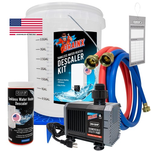 Tankless Water Heater Flushing Kit with Pump, Hoses, Descaling Powder ...