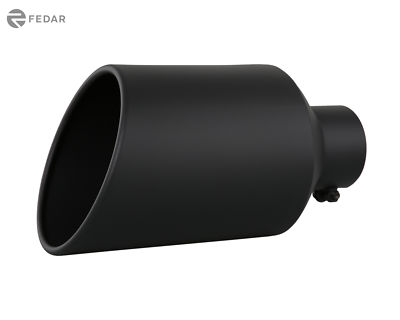 Black 4 inch Inlet 8 Outlet 15 Long Rolled Truck Exhaust Tip Tail Pipe ...