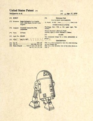 Official R2D2 Star Wars US Patent Art Print - George Lucas Original ...