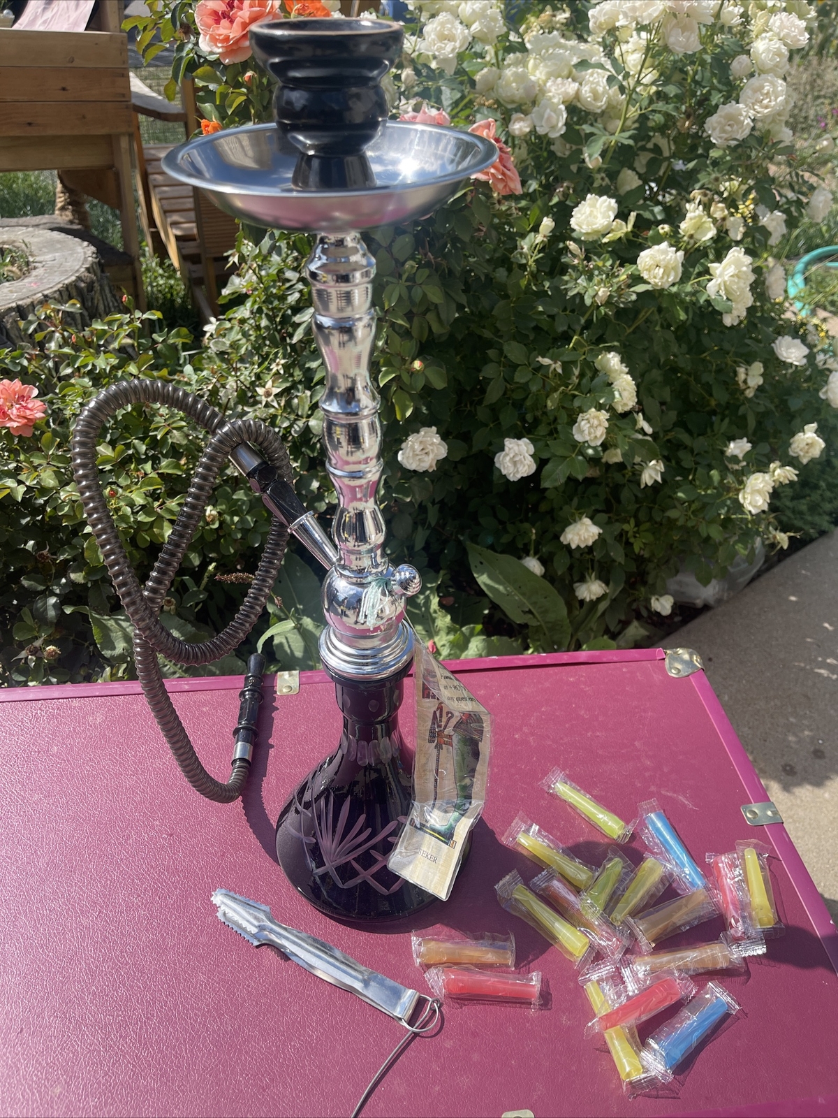 20” hookah complete bundle 1 hose washable party smoker man cave made ...