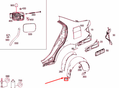 MERCEDES-BENZ C W204 REAR LEFT WHEEL HOUSE COVERING A2046906130 NO DUTY ...