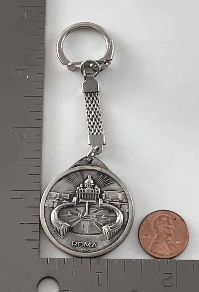 Vintage Catholic Pope John Paul II Silver Tone Religious Medal Keychain ...