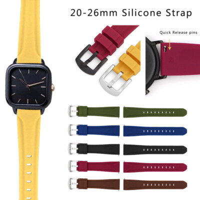 Soft Elastic Rubber Strap Sport Silica Gel Watch Band Bracelet 20mm ...