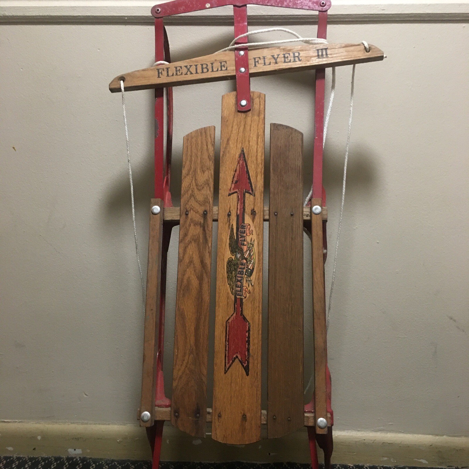 Vintage Western Clipper Snow Sled Metal Runners Wood With Floating ...