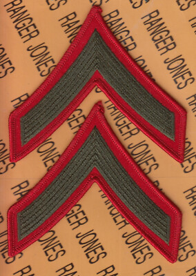 USMC MARINE CORPS PFC PRIVATE FIRST CLASS E-2 rank patch set 3.5" m/e ...