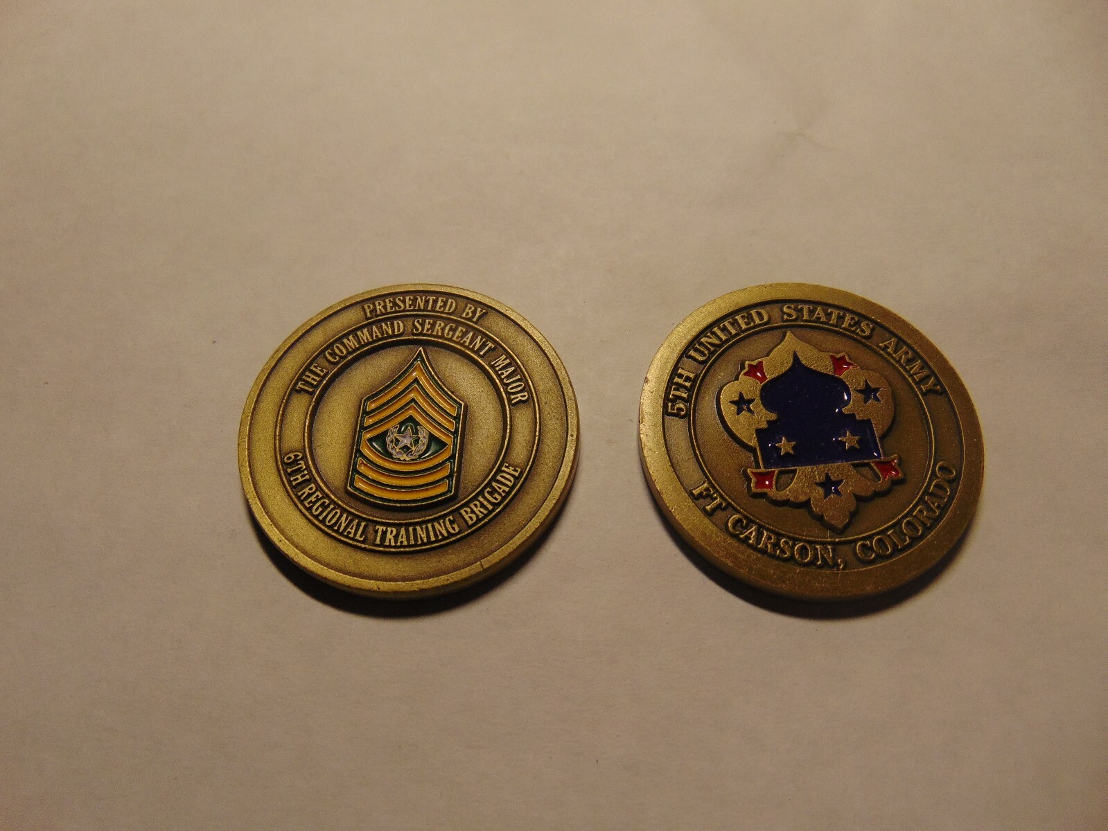 CHALLENGE COIN 5TH US ARMY FT CARSON COLORADO 6TH BRIGADE COMMAND ...