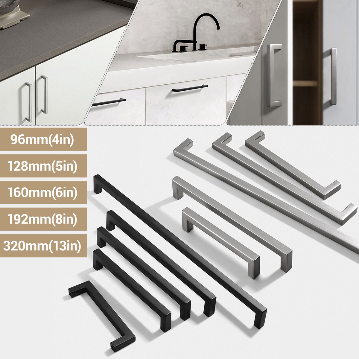 Square Kitchen Cabinet Handles Amerdeco 10 Pack Brushed Brass Square