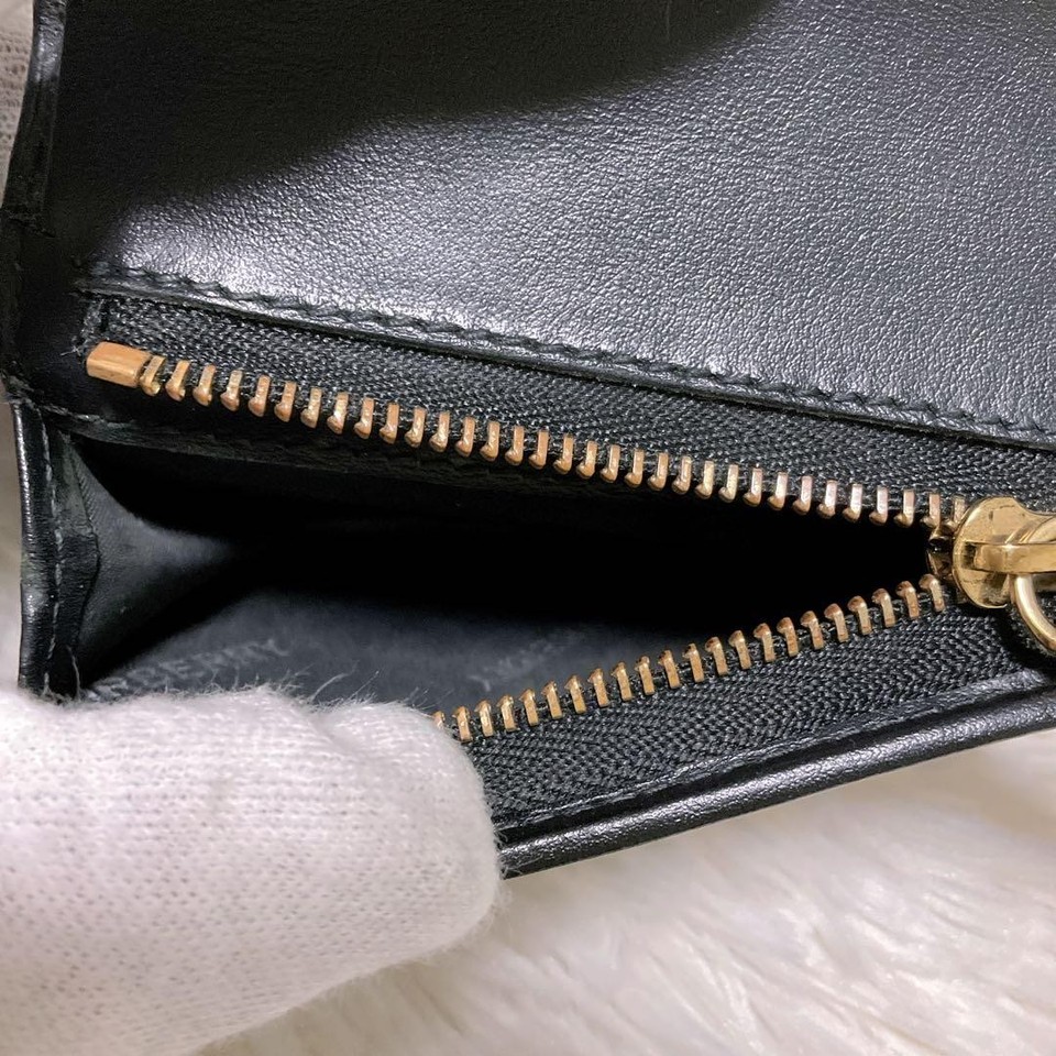 Burberry Folding Wallet 9x10cm Black Leather Logo Compact Good Cond | eBay