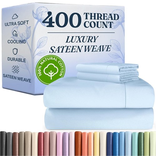 400 Thread Count Cotton Sheet Set - Full Size 100% Cotton Sheets ...