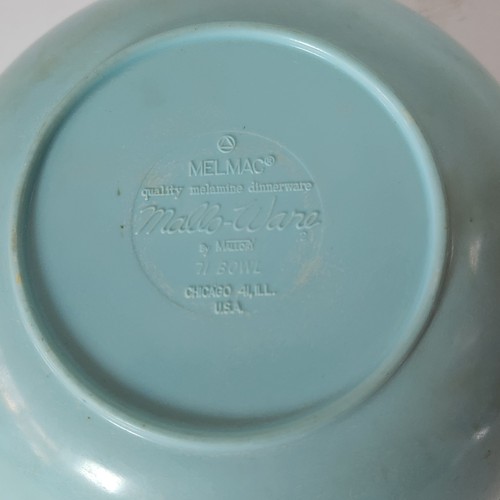 Vintage BLUE Melmac Mallo-Ware 7” Serving Mixing Bowl With Tab Handles ...