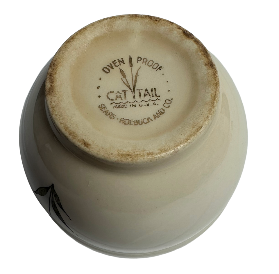 Vintage Sears Cattail Stoneware Bowl Oven Proof USA 1960s-70s ...