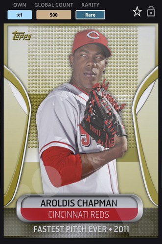 Topps BUNT Digital Card 2014 AROLDIS CHAPMAN GOLDEN MOMENTS FASTEST ...