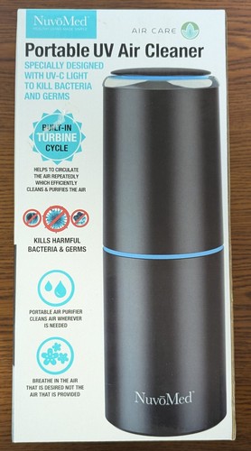 1 PIECE - NUVOMED AIRCARE PORTABLE UV AIR CLEANER NEW IN BOX - BLACK | eBay