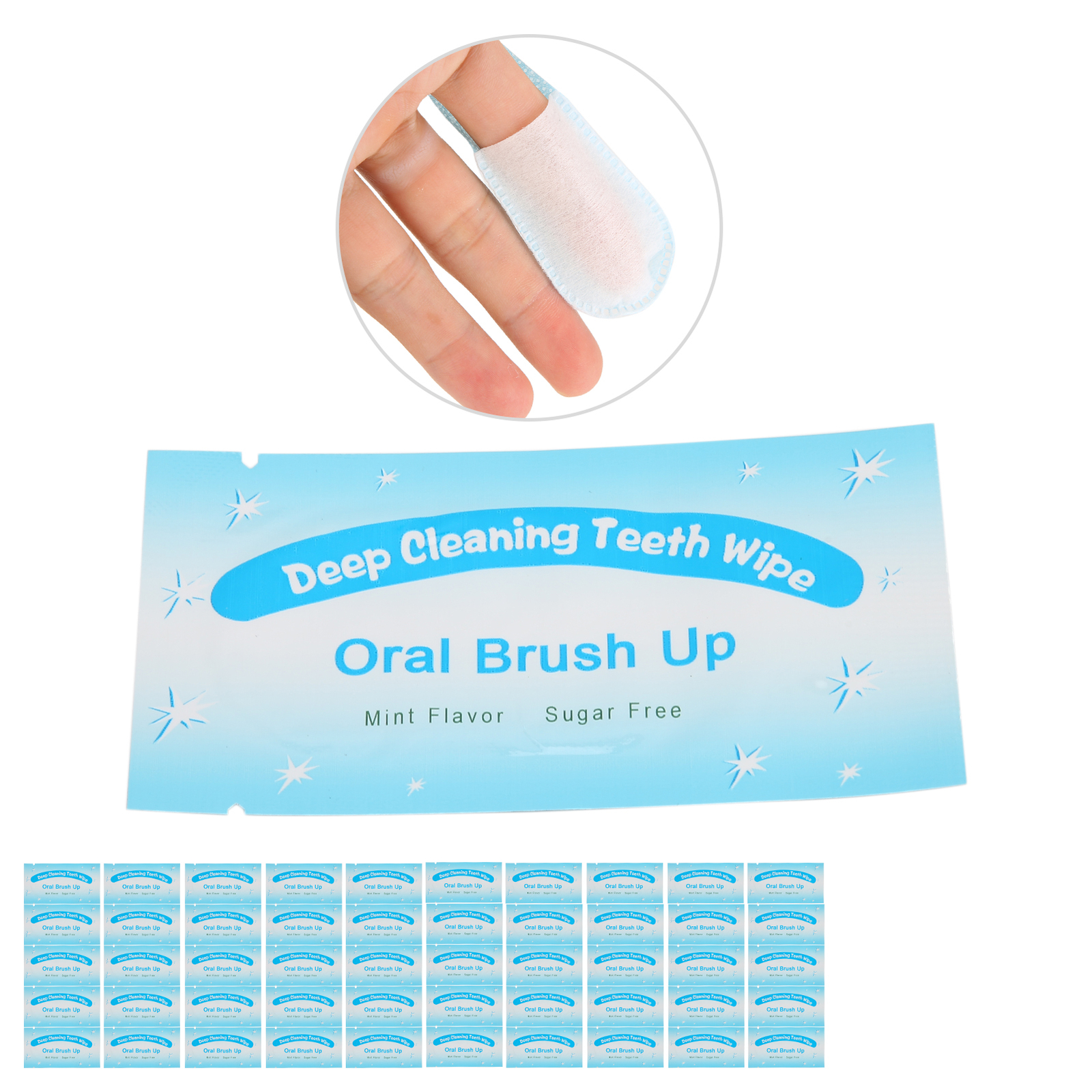50pcs Disposable Finger Teeth Wipes Travel Cleaning Dirt Removal Dental ...