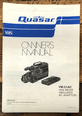 Quasar VM-21AC Video Camera Owner / User Manual *Original* | eBay