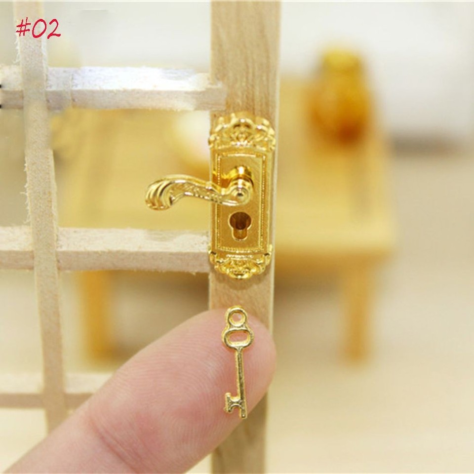 1pc Fashion Vintage Retro Door Lock Mini Key 1/12 Dollhouse Miniature ...